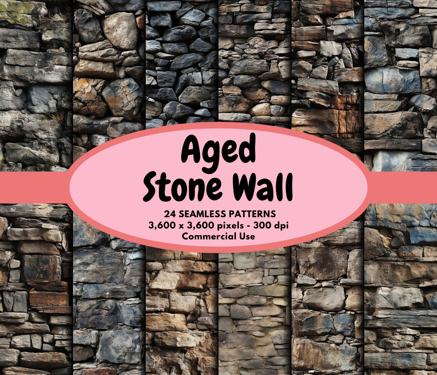 Aged Stone Wall Digital Pattern Seamless Paper Rustic Stone Wall ...