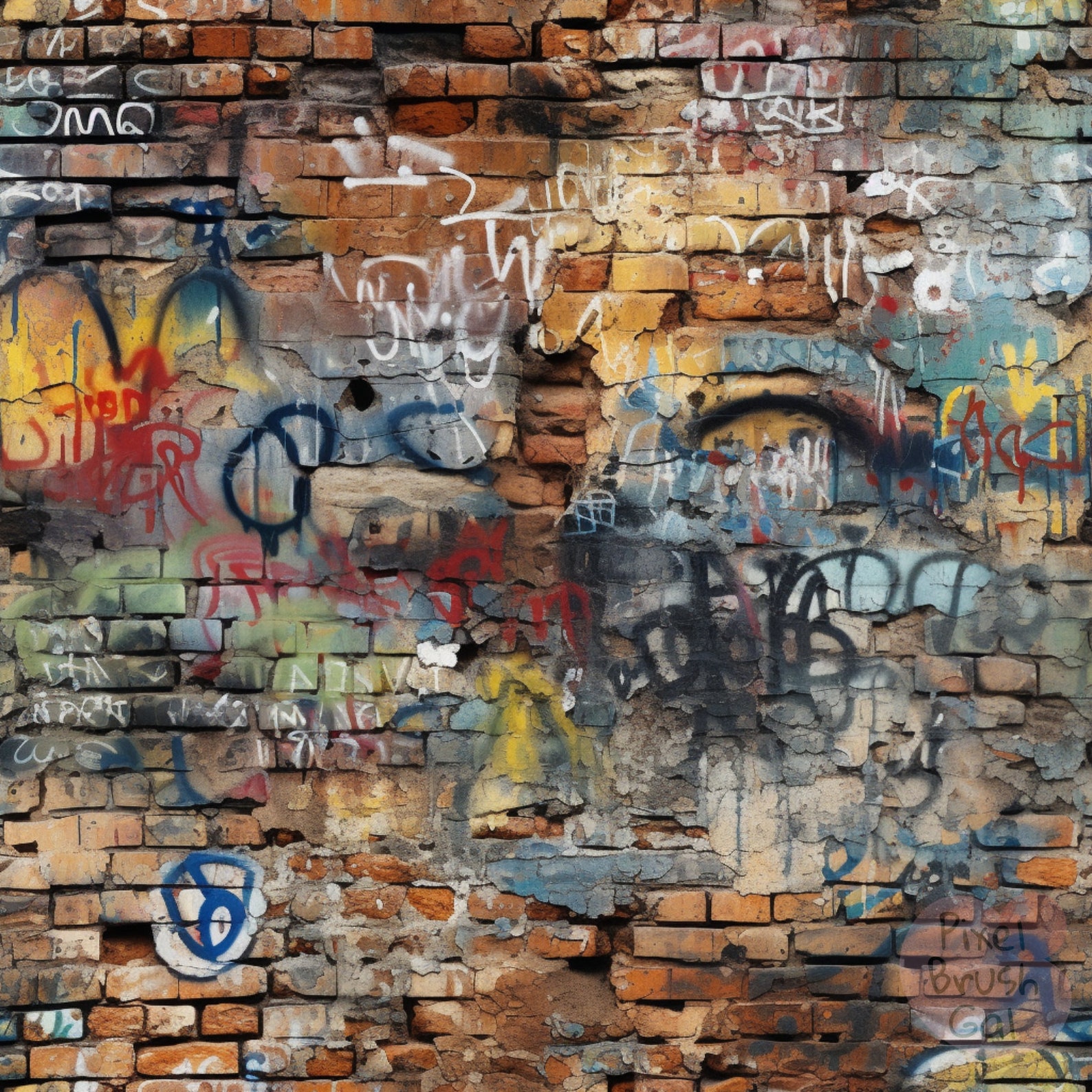 Graffiti Brick Wall Texture Digital Pattern Seamless Paper Graffiti ...