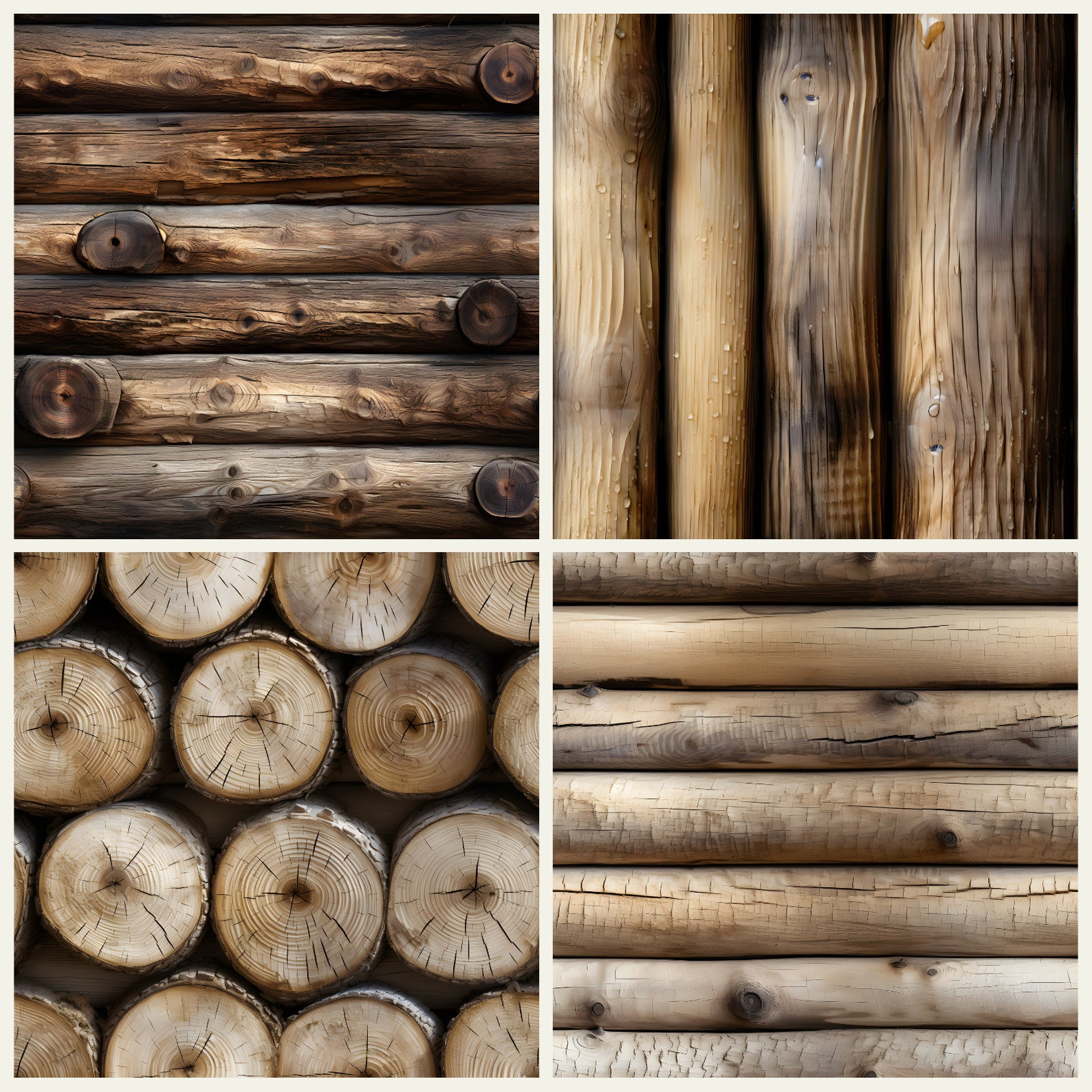 Log Cabin Wall Digital Pattern Seamless Paper Realistic Wooden Logs ...
