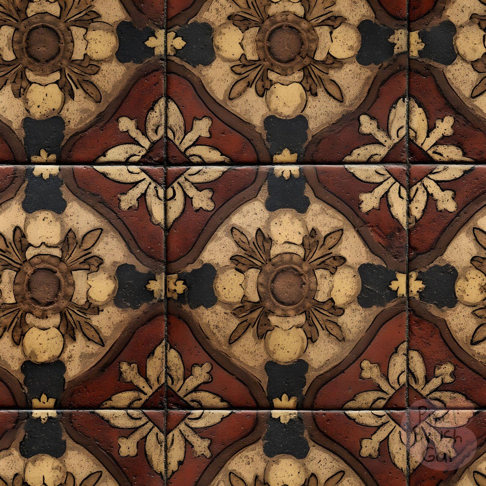 Vintage Victorian Flooring Digital Pattern Seamless Paper Antique ...