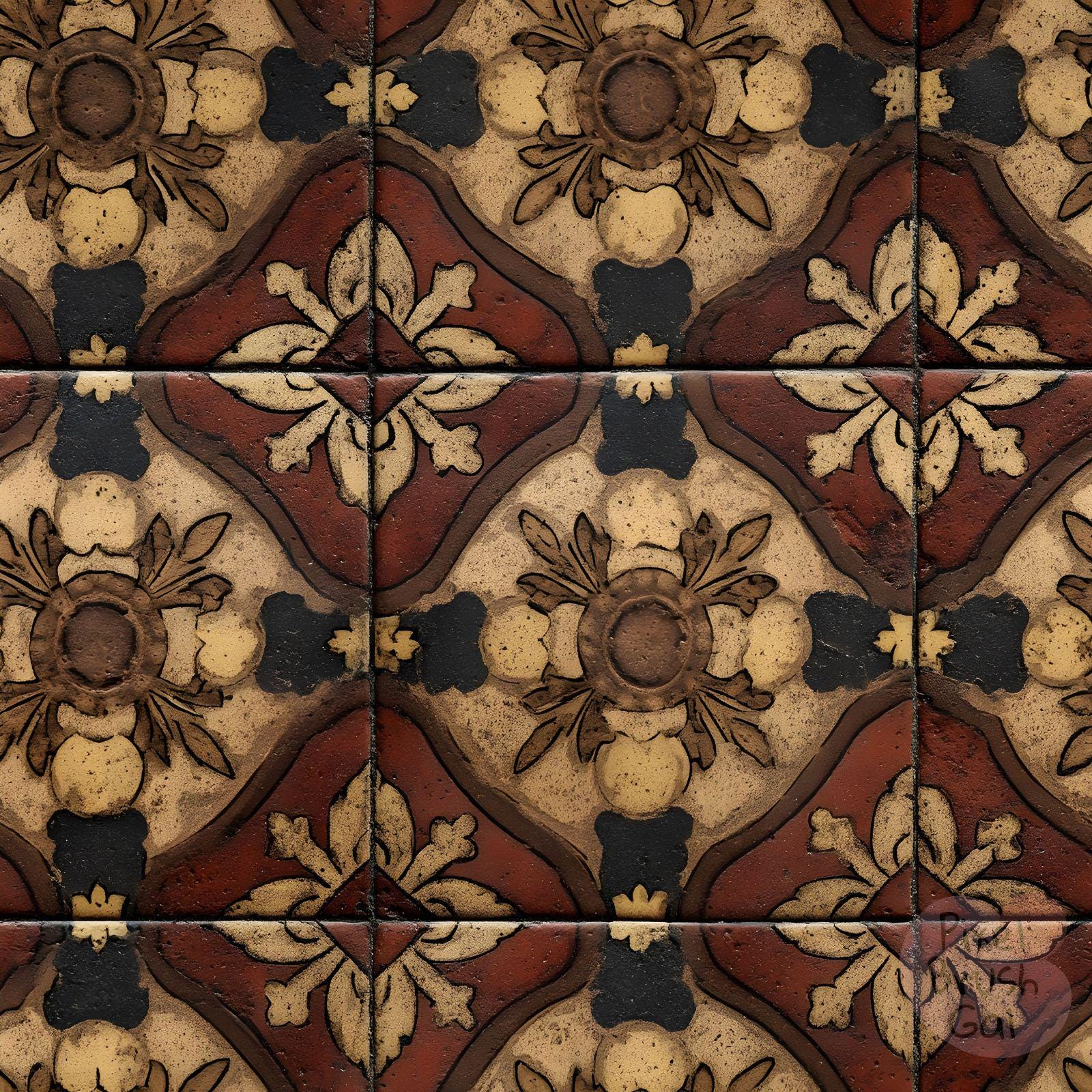 Vintage Victorian Flooring Digital Pattern Seamless Paper Antique ...