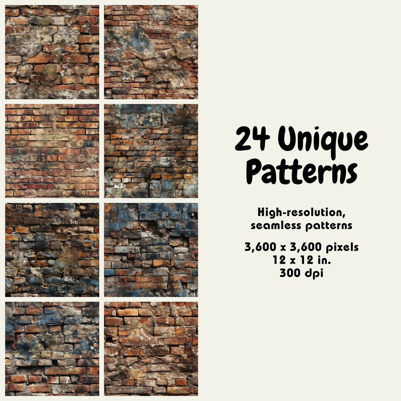 Aged Brick Texture Digital Pattern Seamless Paper Old Brick Wall ...