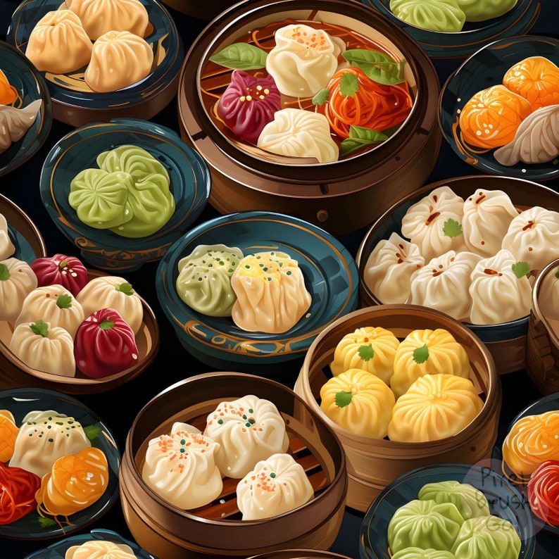 Chinese Food Digital Pattern Seamless Paper Chinese Food Art Digital ...