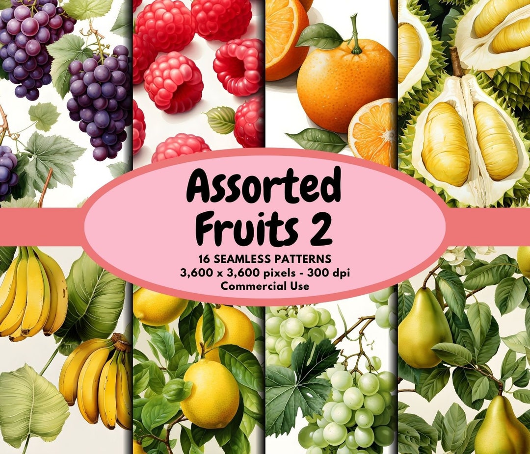 Watercolor Fruits Digital Pattern Seamless Paper Fruit Digital Paper ...