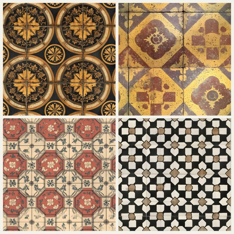 Vintage Victorian Flooring Digital Pattern Seamless Paper Antique ...