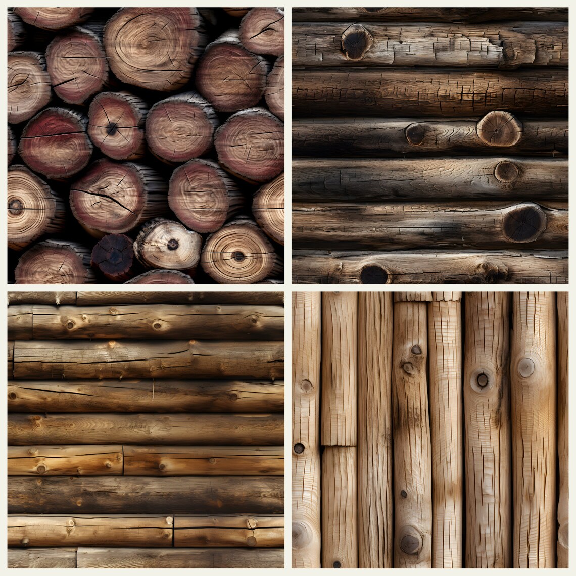 Log Cabin Wall Digital Pattern Seamless Paper Realistic Wooden Logs ...