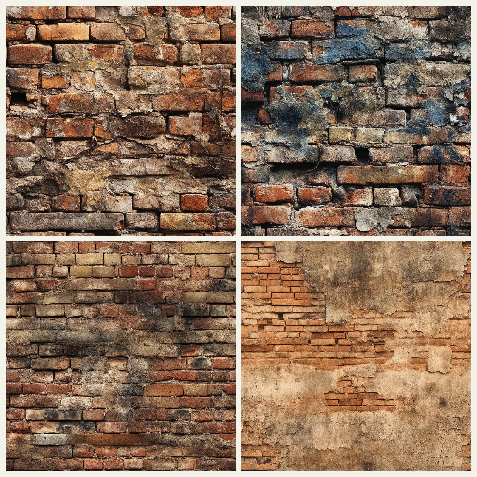 Aged Brick Texture Digital Pattern Seamless Paper Old Brick Wall ...