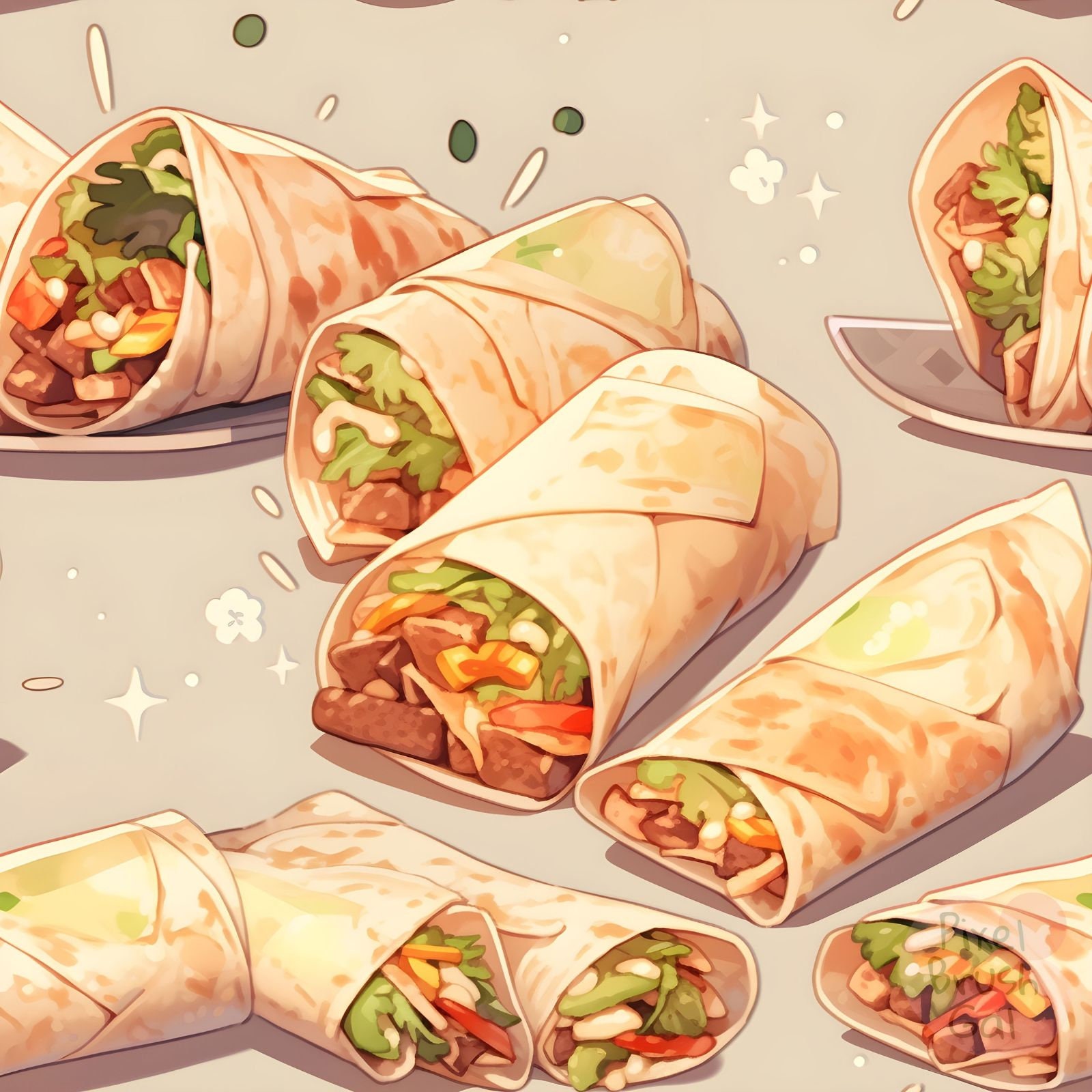 Cute Fast Food Digital Pattern Seamless Paper Fast Food Art Digital ...