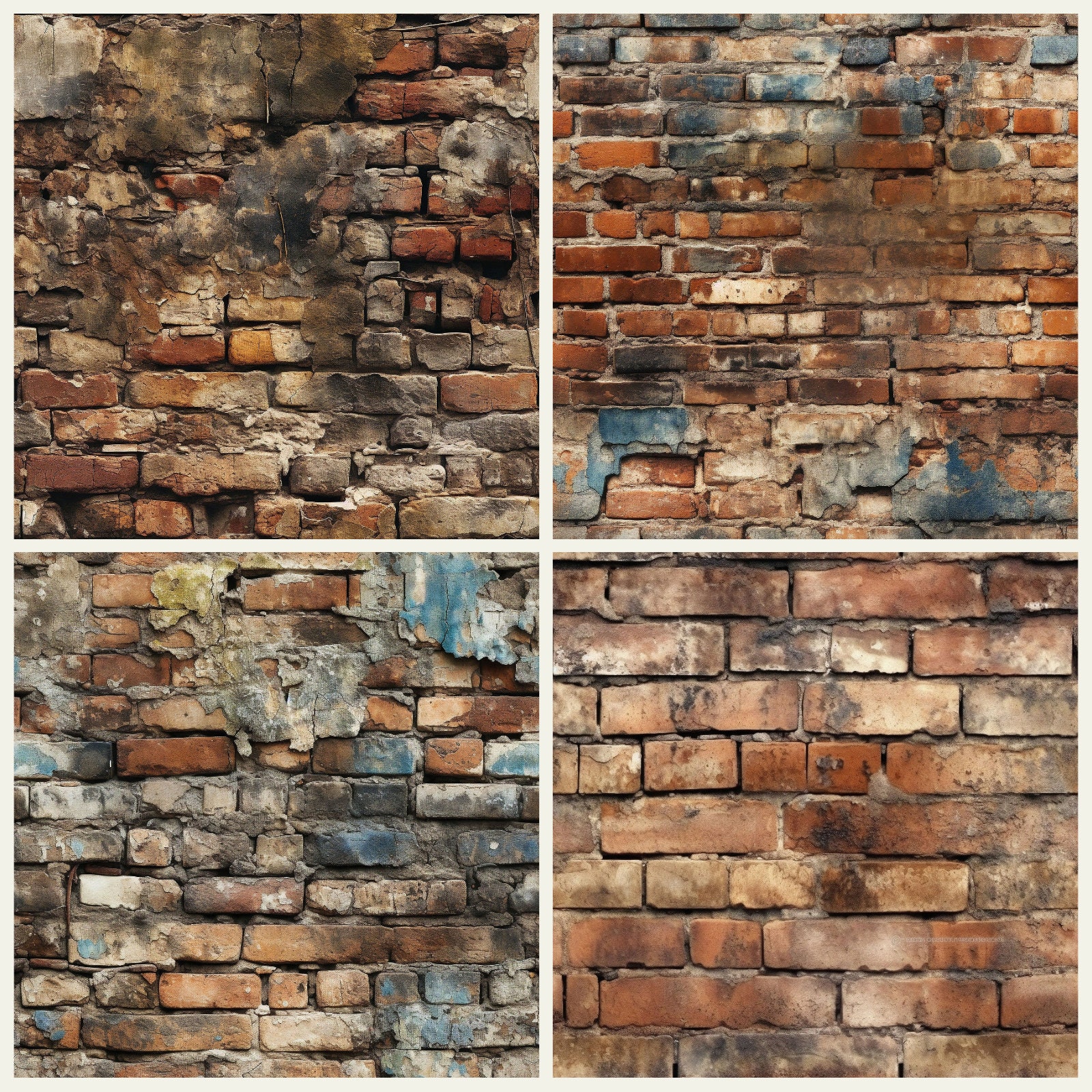 Aged Brick Texture Digital Pattern Seamless Paper Old Brick Wall ...