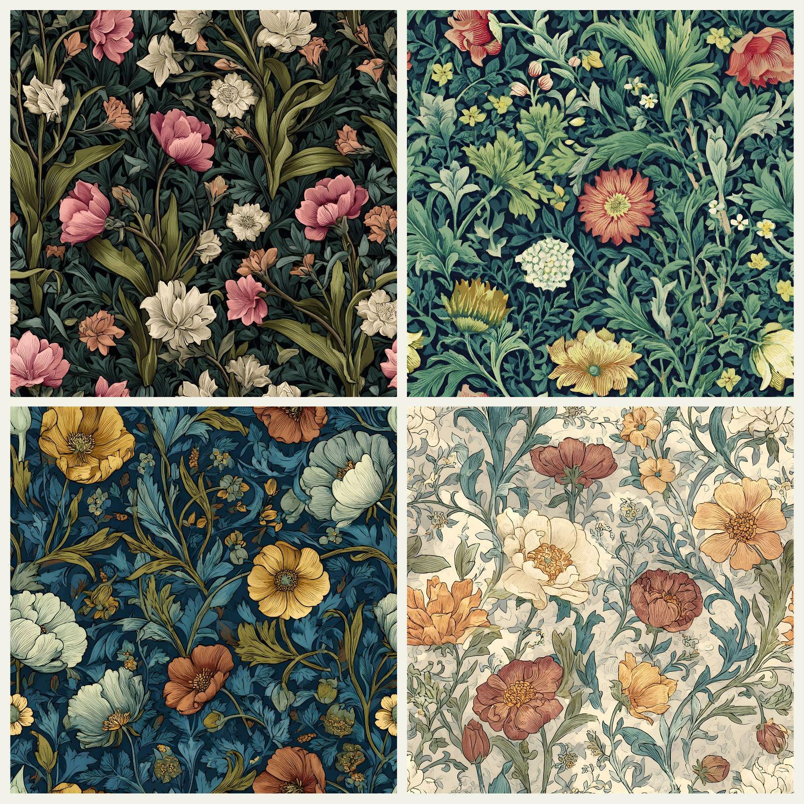 William Morris Flower Digital Pattern Flower Seamless Paper Vintage ...