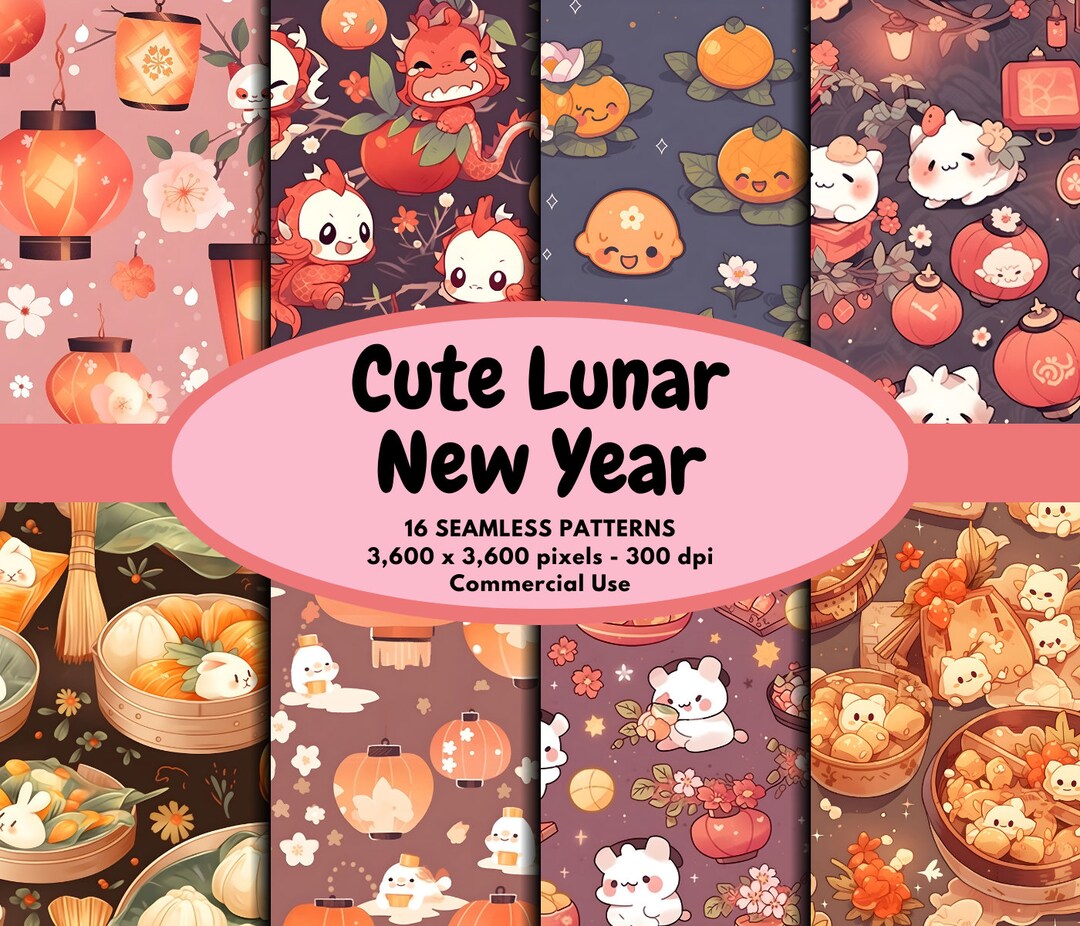 Cute Lunar New Year Digital Pattern for Kids Seamless Paper Chinese New ...