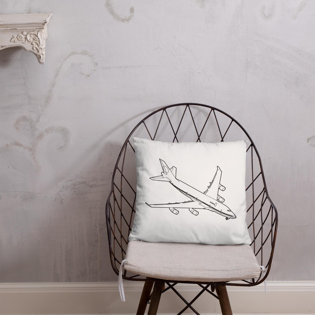 Boeing 747 Blueprint Pillow: Jumbo Jet Airplane Accent Decor - Etsy