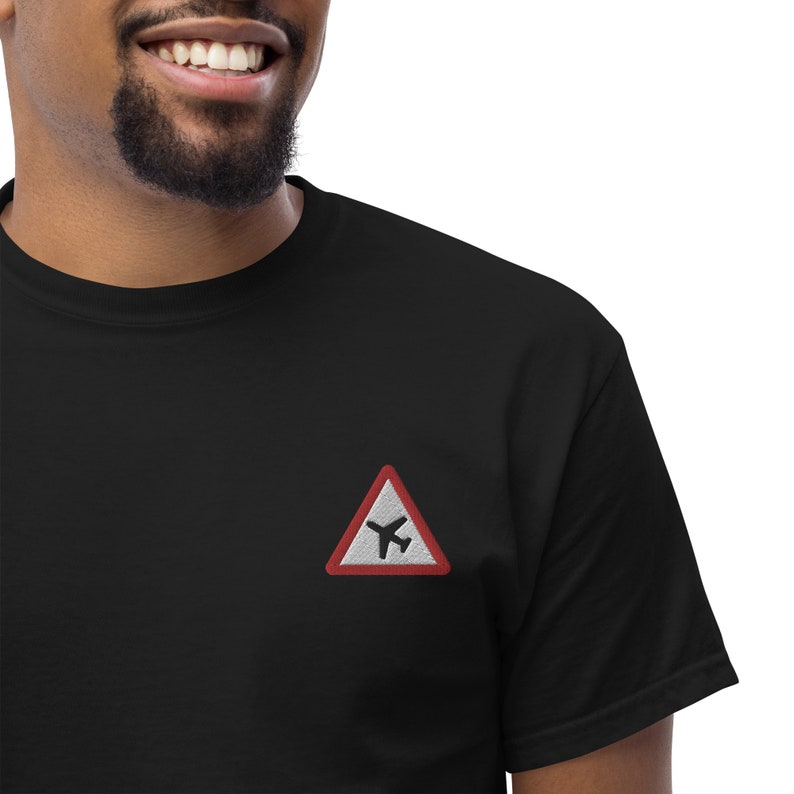 Airplane Warning Sign Airport Embroidered Unisex Classic Tee ...