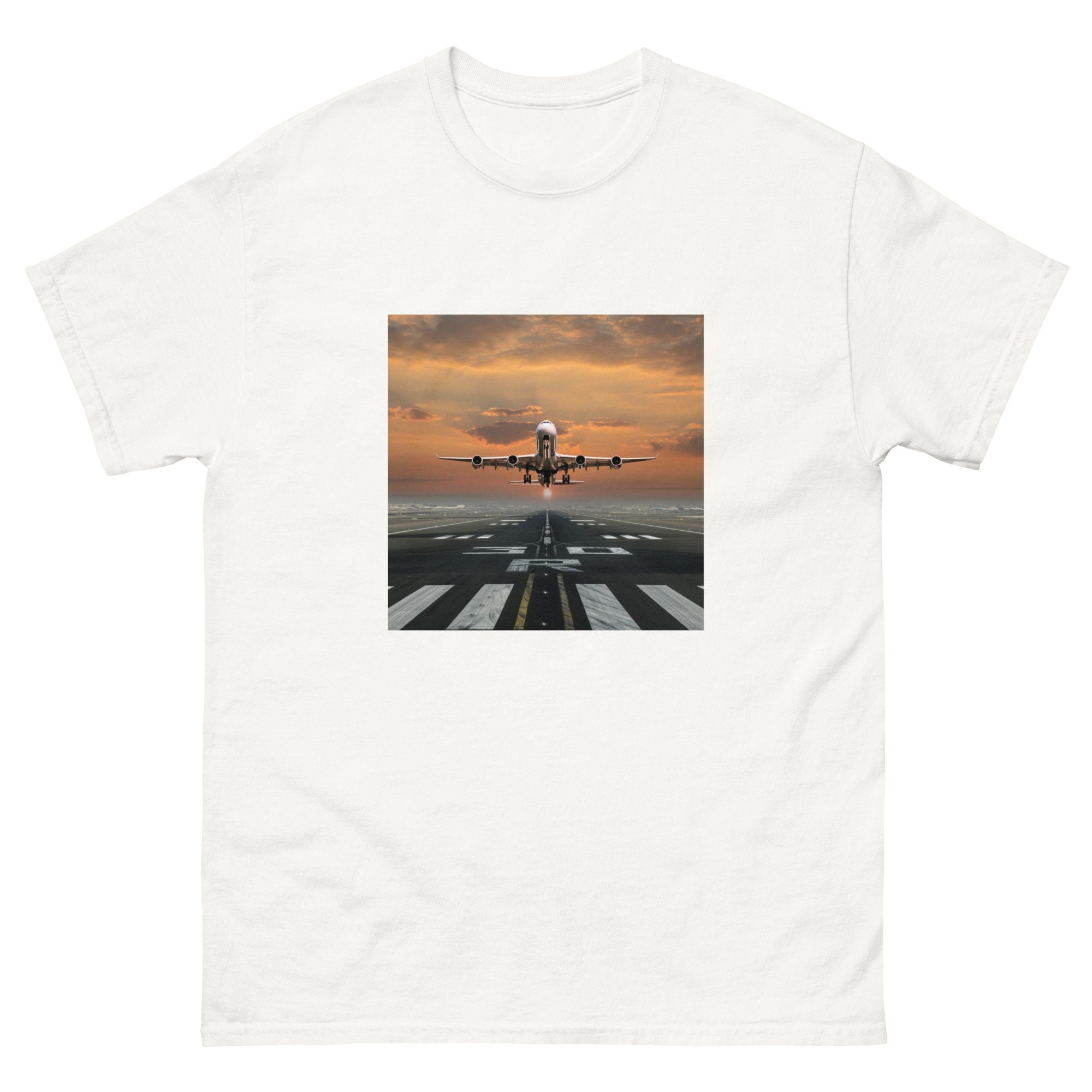 Airbus A340 Sunset Rotating Take off Lift Gift Classic Tee Aircraft ...