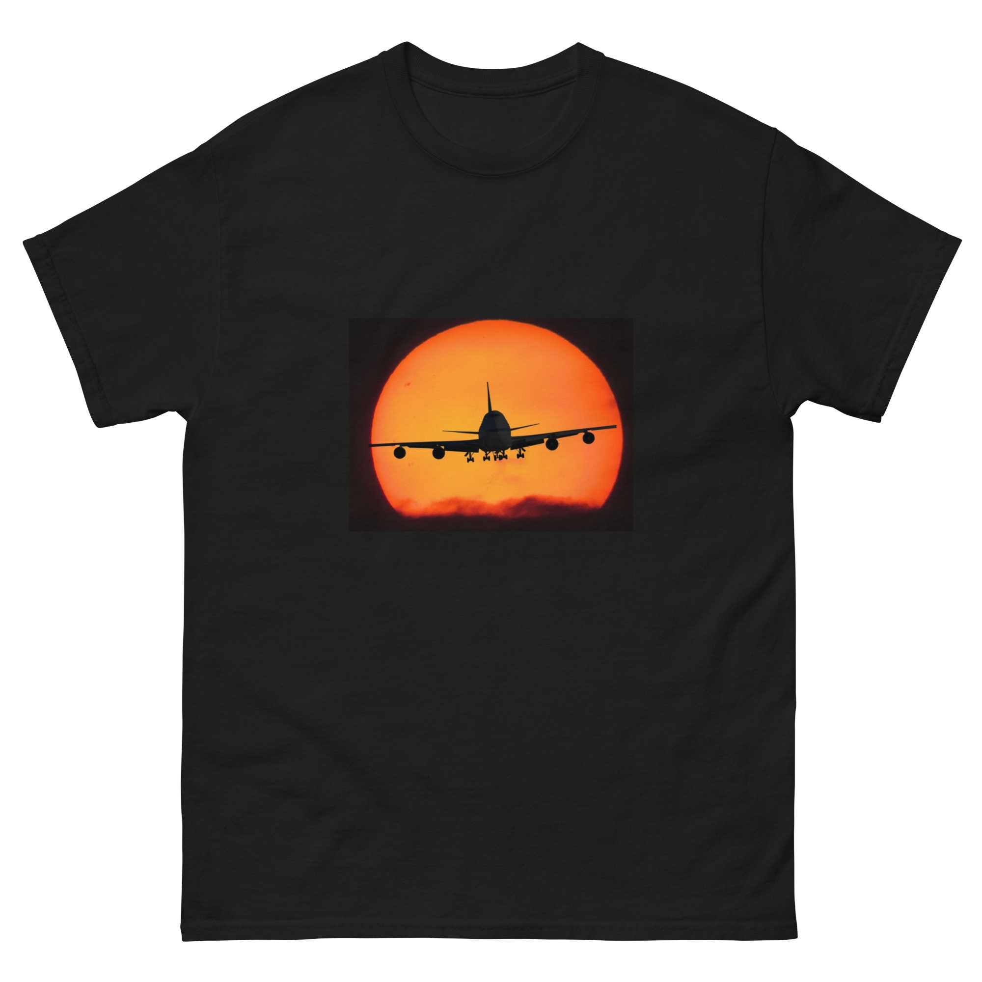 Boeing 747 Sunset Landing Final Approach Gift Classic Tee Aircraft A380 ...