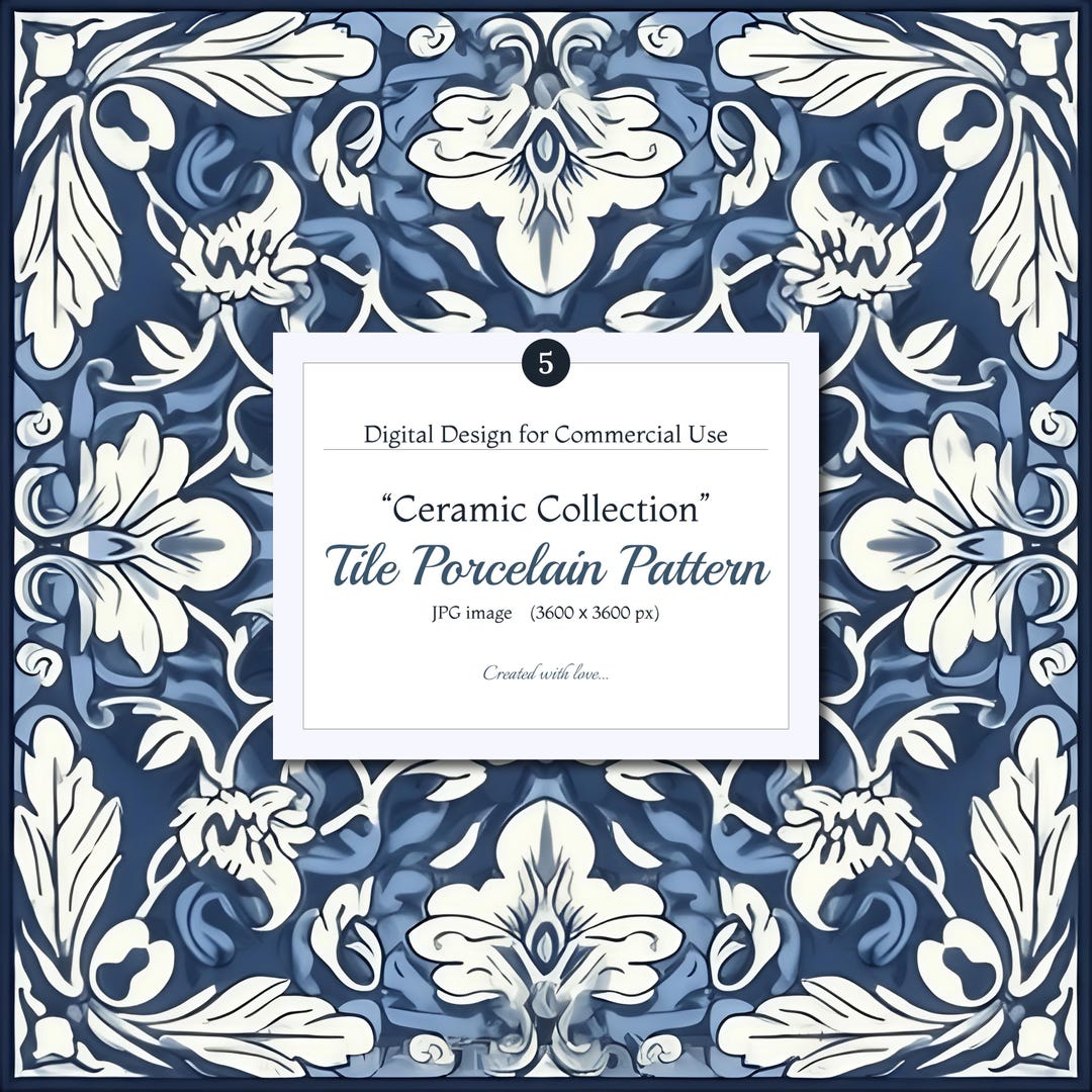 Blue Porcelain Tile Pattern, Seamless Digital Paper (3600 Pixels) - Etsy