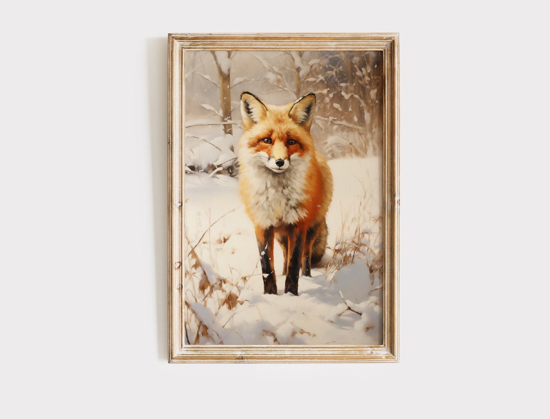 Vintage Winter Landscape Print | Red Fox in Winter Painting | Winter ...
