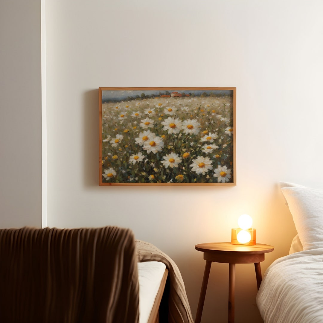 Daisy Field Print | Wildflower in Meadow Painting | Daisy Flowers Art ...