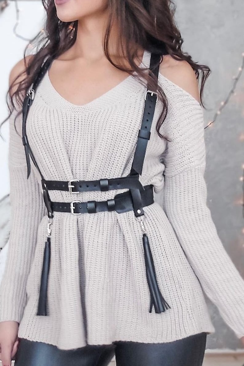 Leather Waist Harness Top for Women, Simple Harness, Chest Harness Belt ...