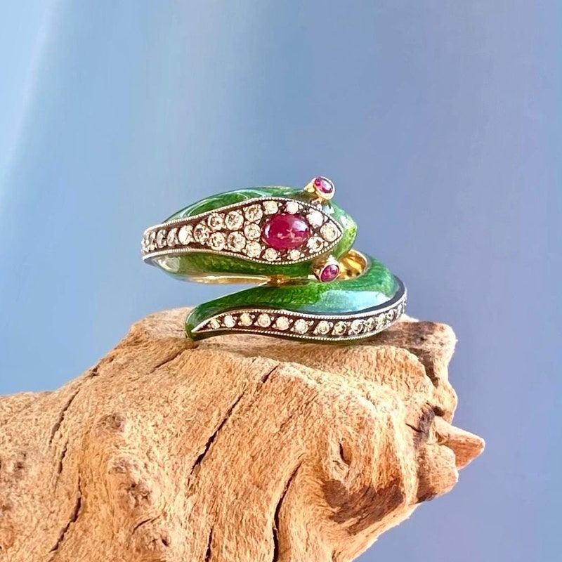 Enamel Snake Ring - Etsy