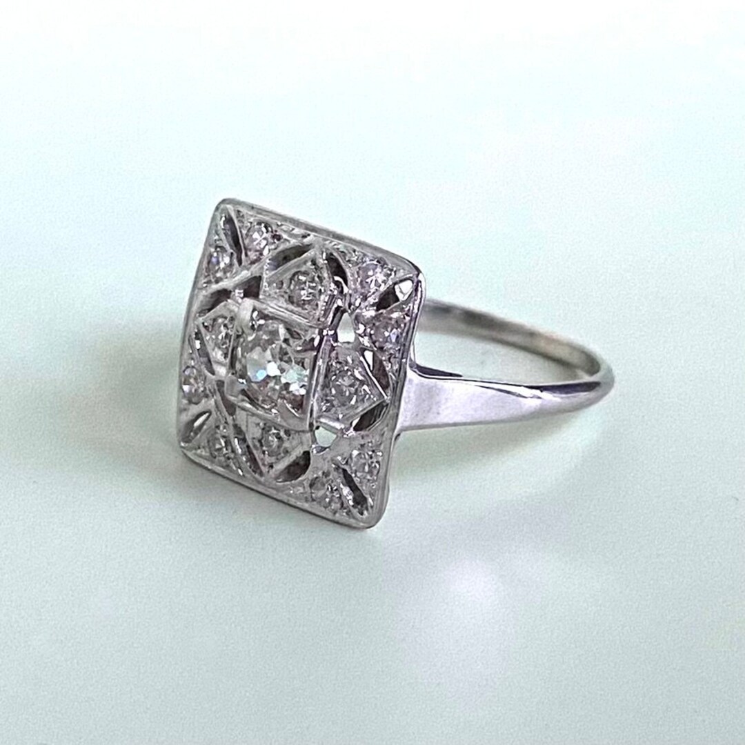 Authentic Antique Art Deco Diamond Ring in 14k Gold. Eye Catching ...