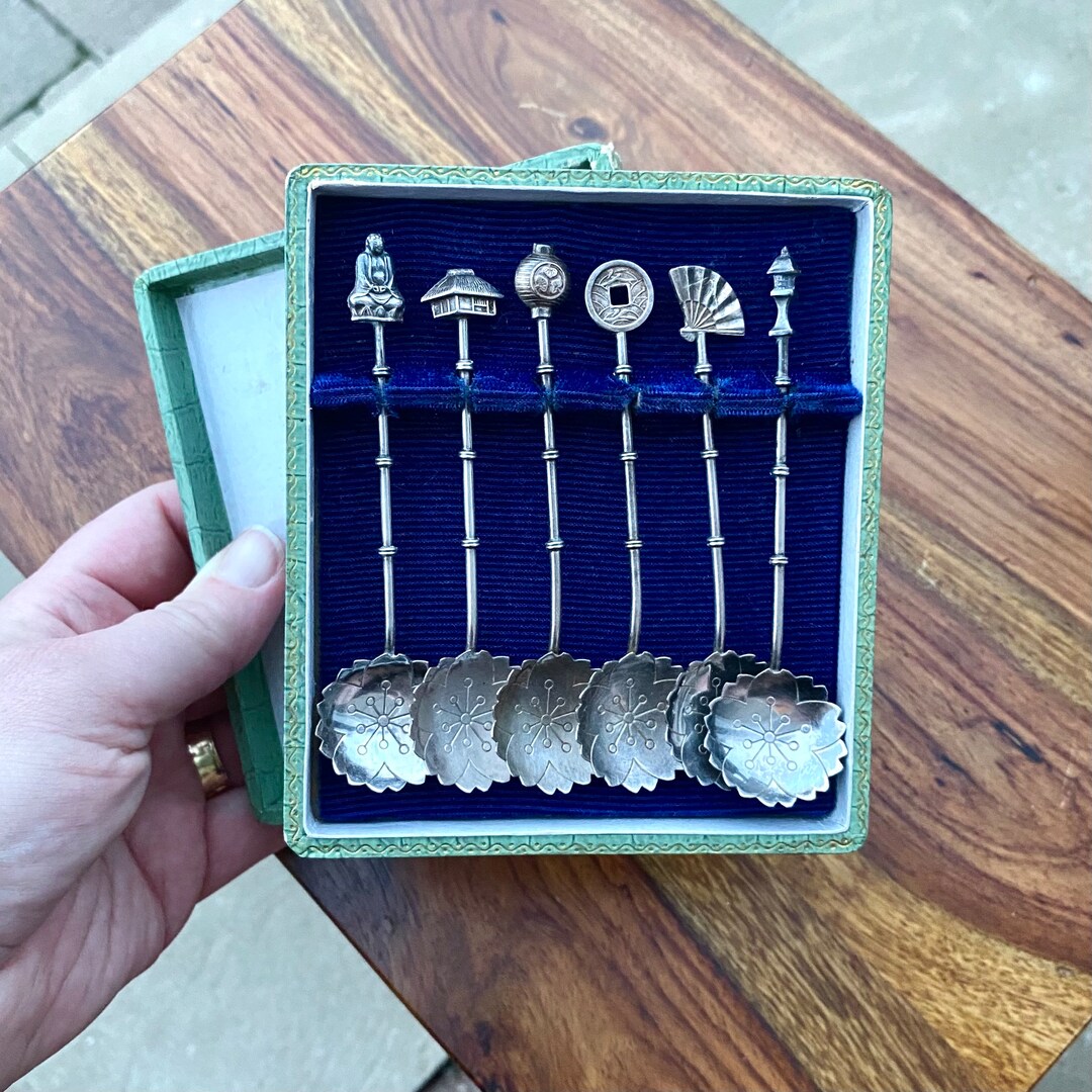 Vintage Japanese Sterling Silver Demitasse Spoons Featuring Lotus ...