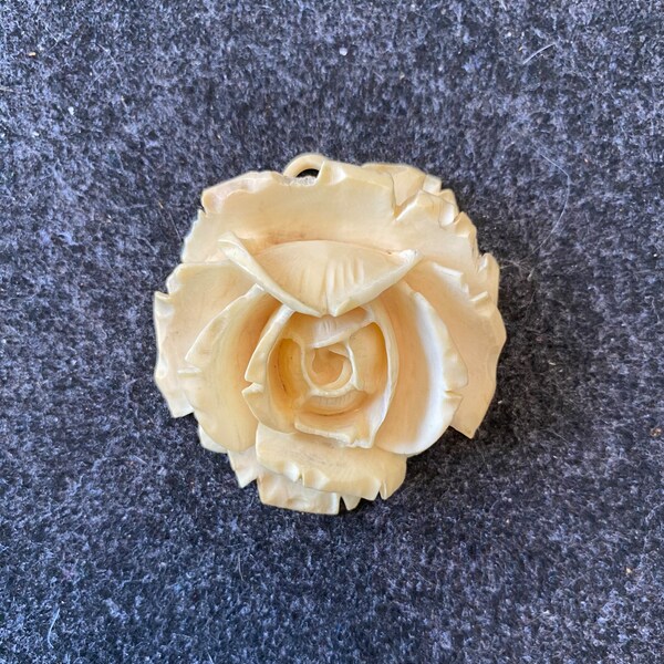 Carved Rose Pendant - Etsy