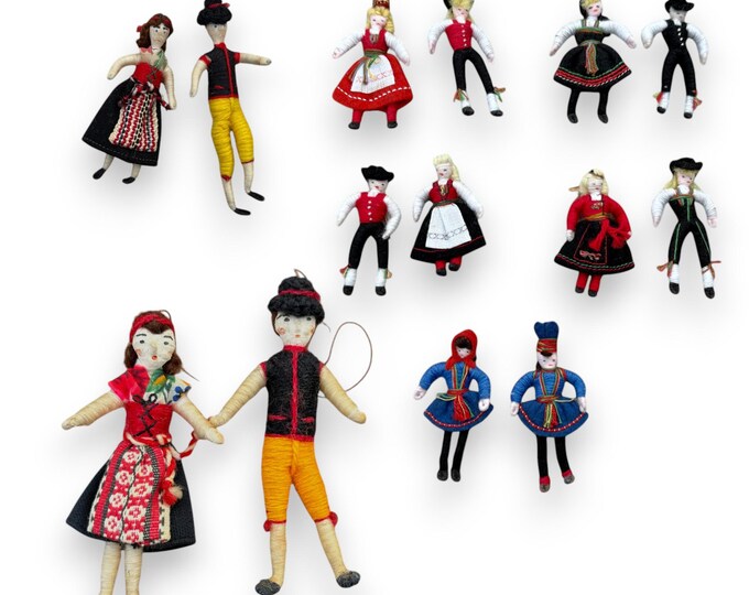 Vintage Norwegian Telemark String Dolls Wearing Traditional Costumes ...