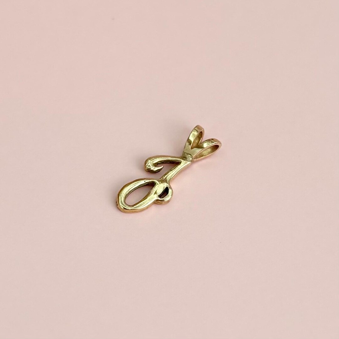 Vintage 14K Gold Monogram Name Initial Pendant of Fancy Cursive Script ...