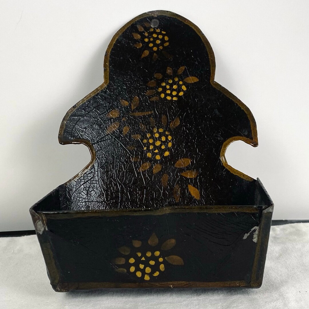 Antique Toleware Wall Pocket Match Holder From the 1800s. Fabulous ...