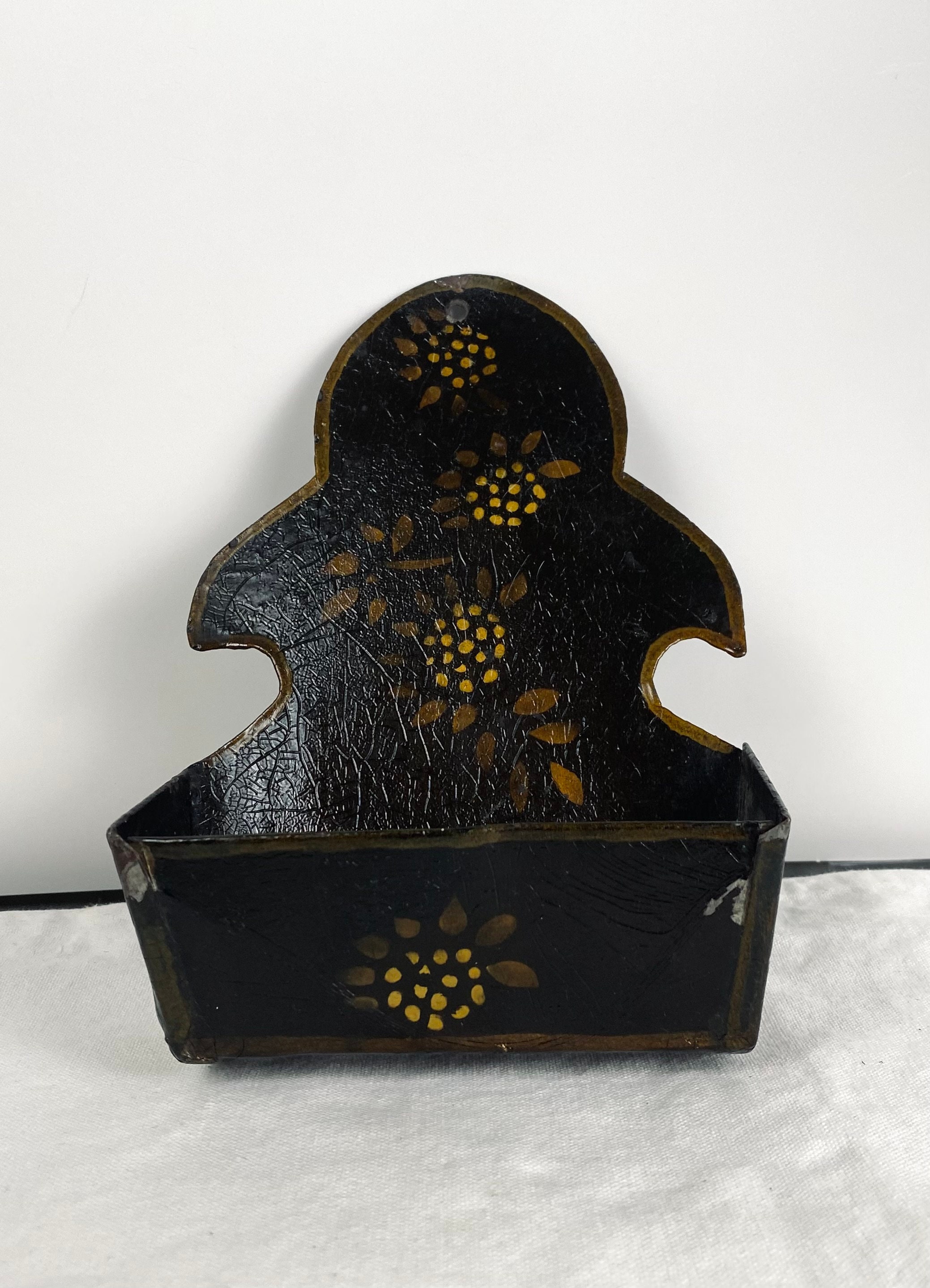 Antique Toleware Wall Pocket Match Holder From the 1800s. Fabulous ...