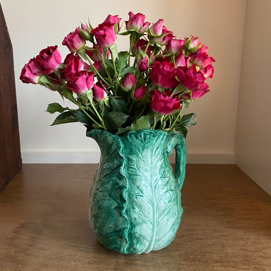 Beautiful Vintage Figural Cabbage-ware Pitcher. Makes a Beautiful Vase ...