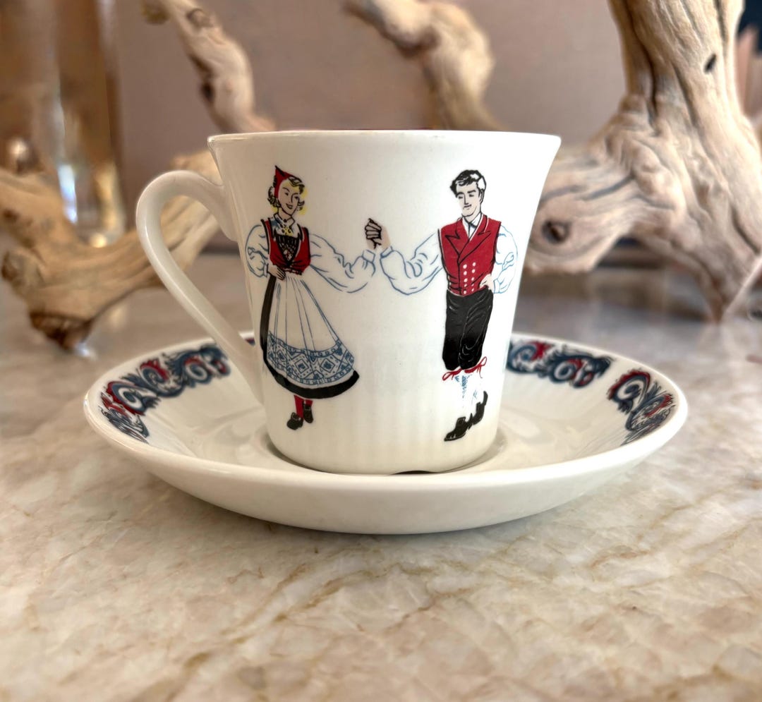 Vintage Figgjo Porcelain Tea Cup (coffee Cup) and Saucer Featuring ...