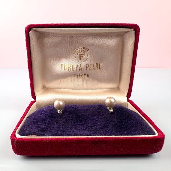 Vintage Japanese Tokyo Furuya Akoya Pearl stud earrin… - Gem