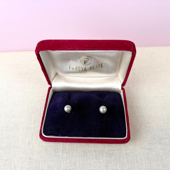 Vintage Japanese Tokyo Furuya Akoya Pearl stud earrin… - Gem