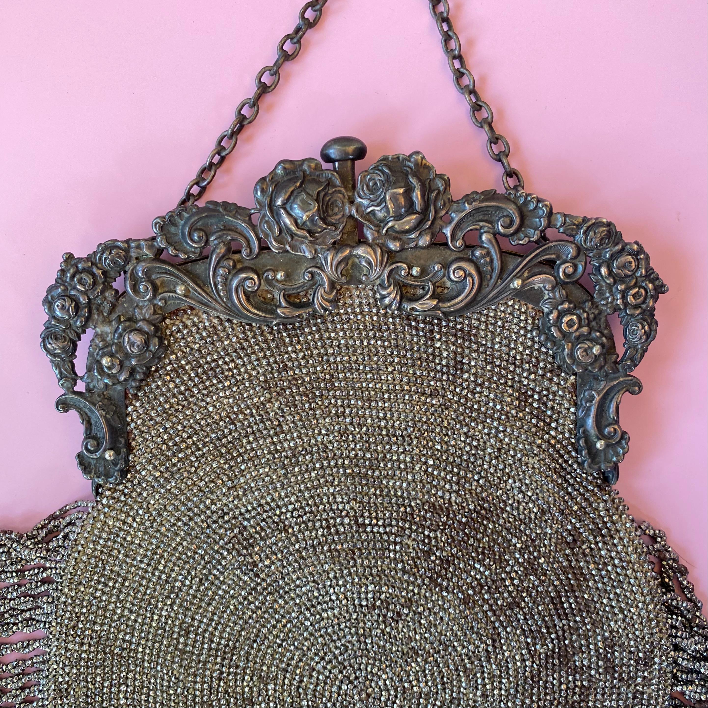 Exceptional Antique Chatelaine German Silver Purse With Art Nouveau ...