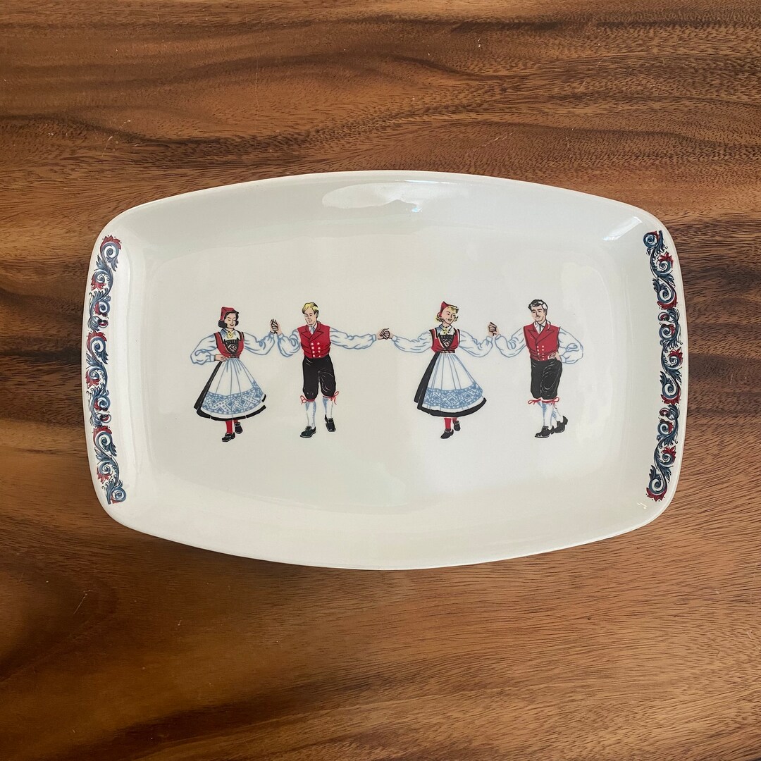 Vintage Figgjo Porcelain Platter With Norwegian Folk Dancers in ...