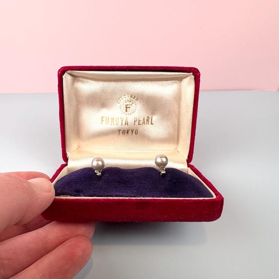 Vintage Japanese Tokyo Furuya Akoya Pearl stud earrin… - Gem