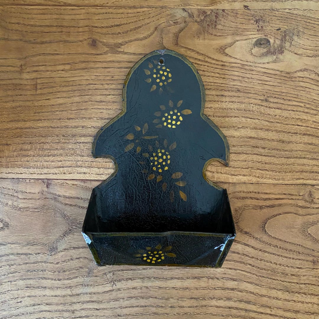 Antique Toleware Wall Pocket Match Holder From the 1800s. Fabulous ...