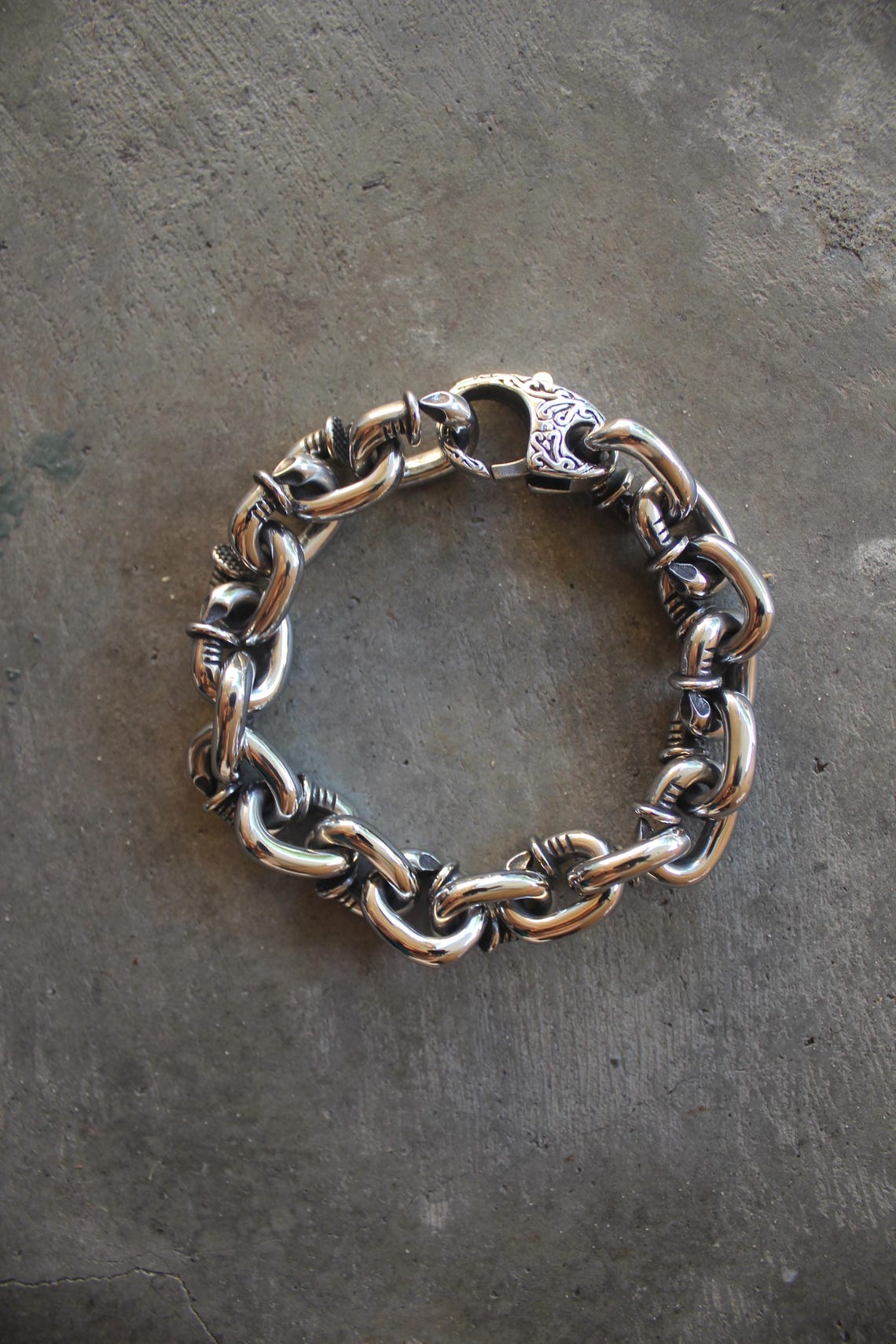 Silver NAIL PIN Link Chain Bracelet, Arm Candy Bohemian Stacking ...