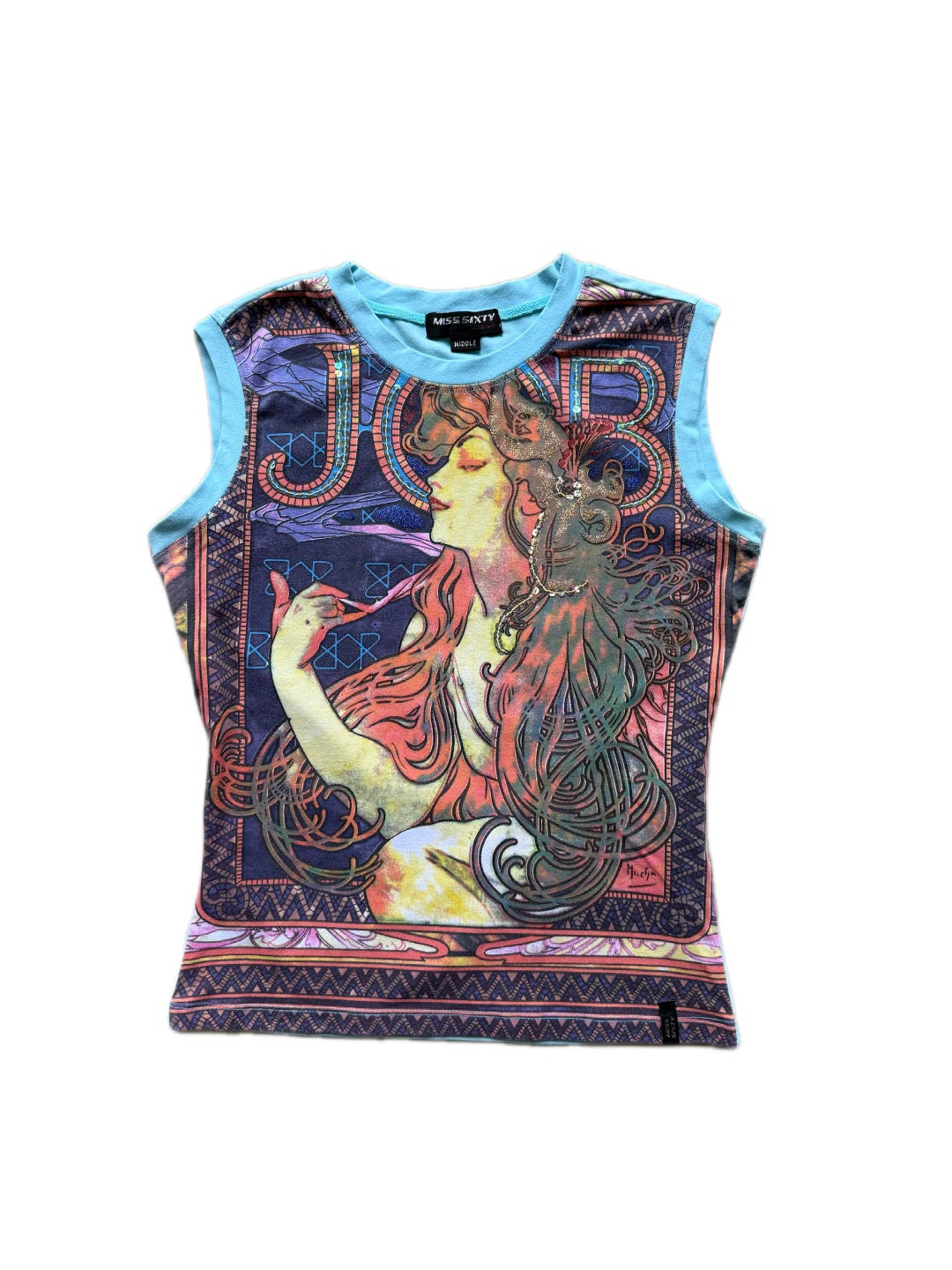 Early 2000s Y2K Vintage Face Portrait Print Miss Sixty Tank Top ...