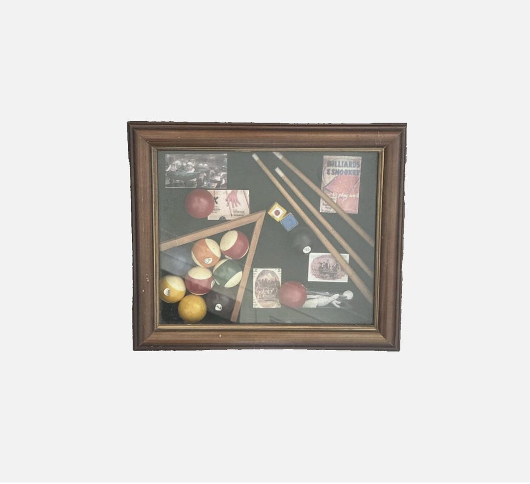 Billiards Shadow Box Frame Wooden 3D Billiard Display Novelty Mancave ...