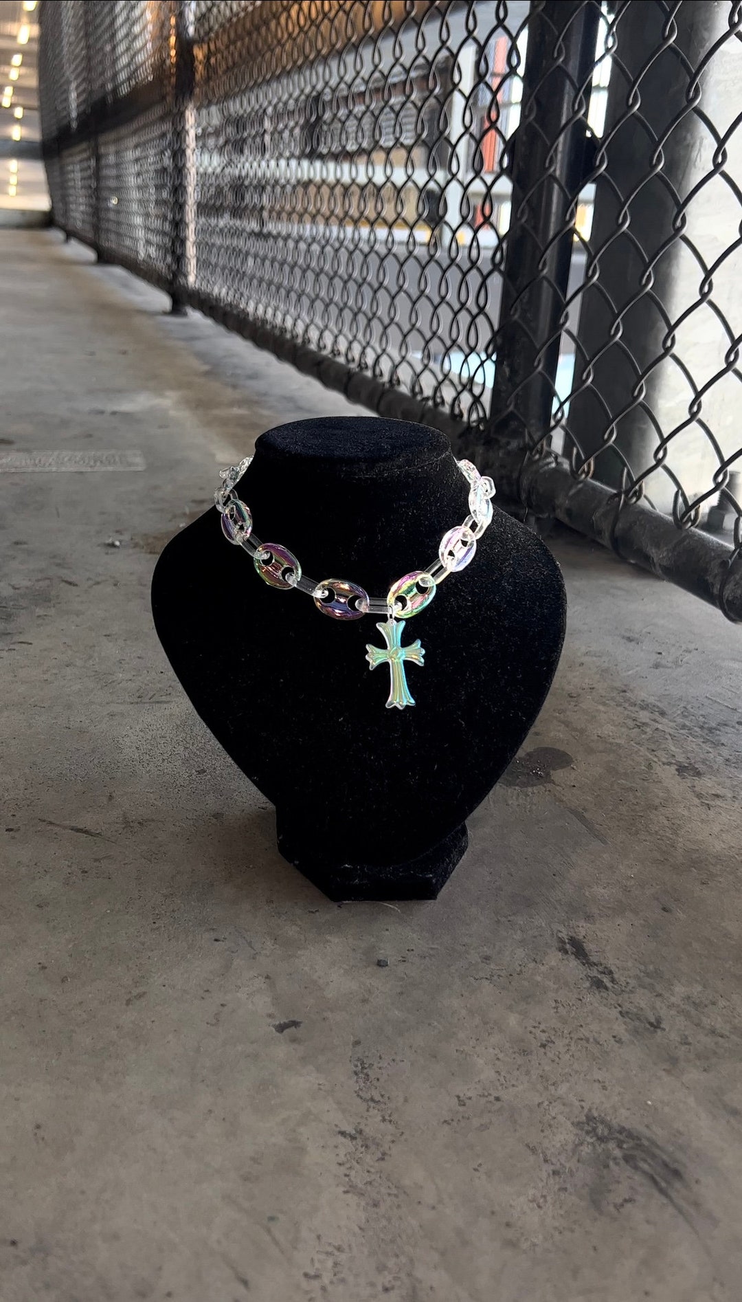 Gothic Chrome Hearts Handcrafted Choke Chain Necklace, Gothic Chrome ...