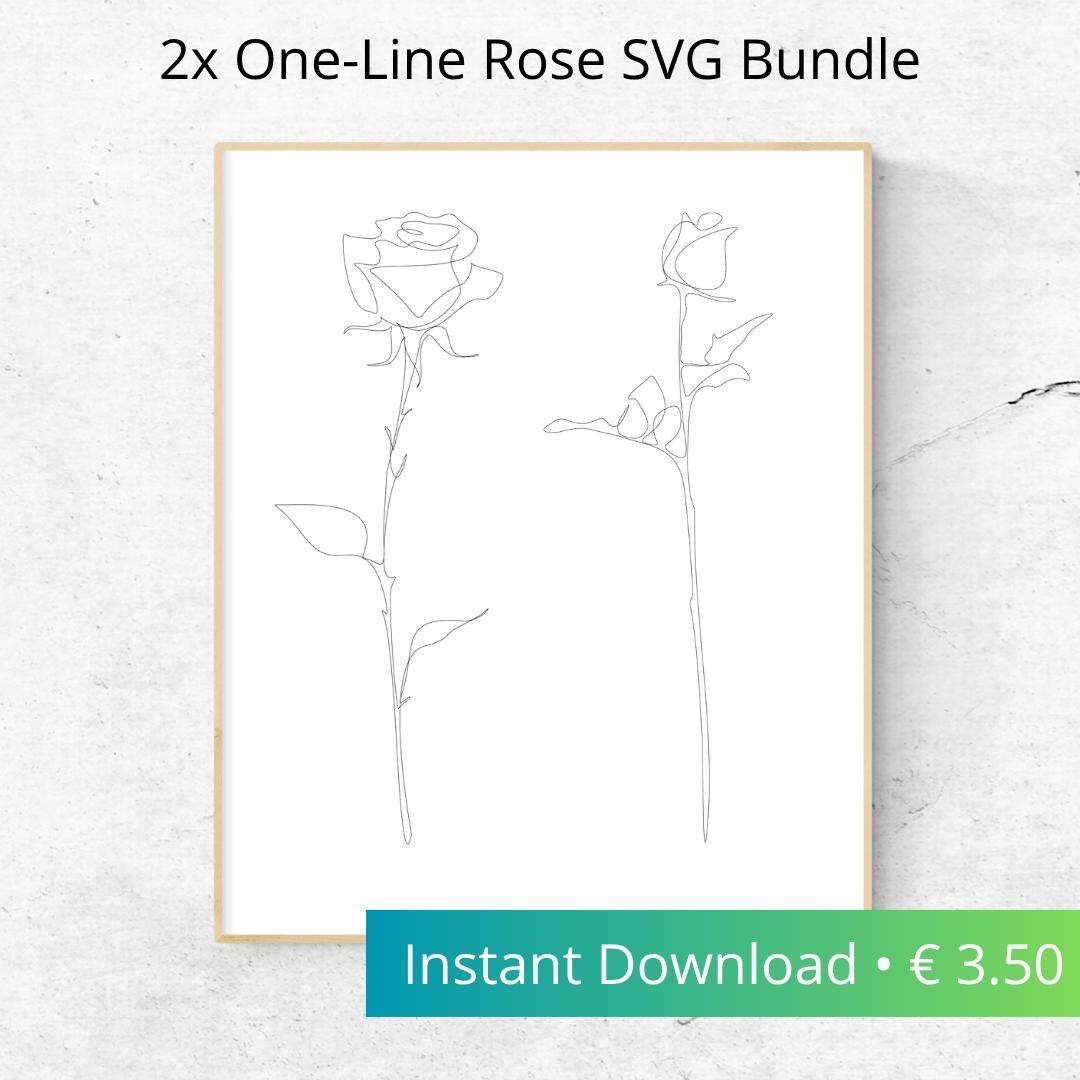 2x Minimal One-line Rose SVG Bundle – 2 True Single-stroke Designs ...
