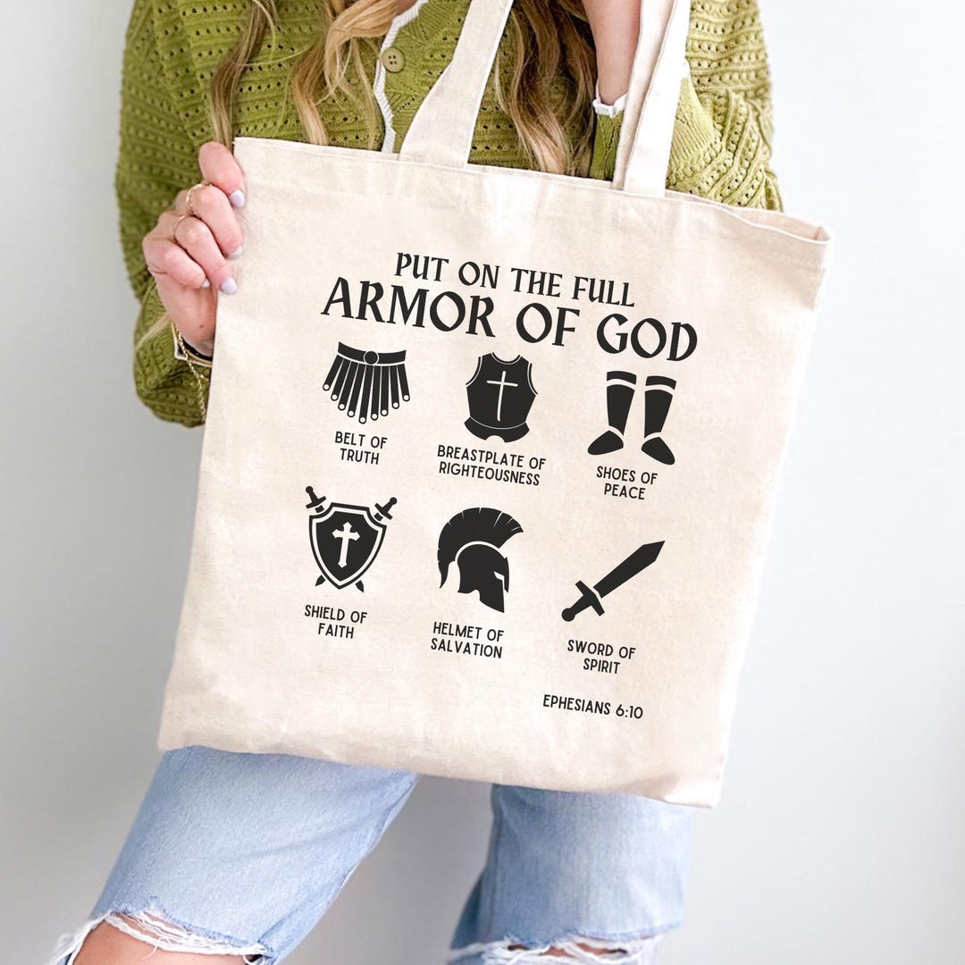 Armor of God Canvas Tote Bag, Christian Bible Verse - Etsy
