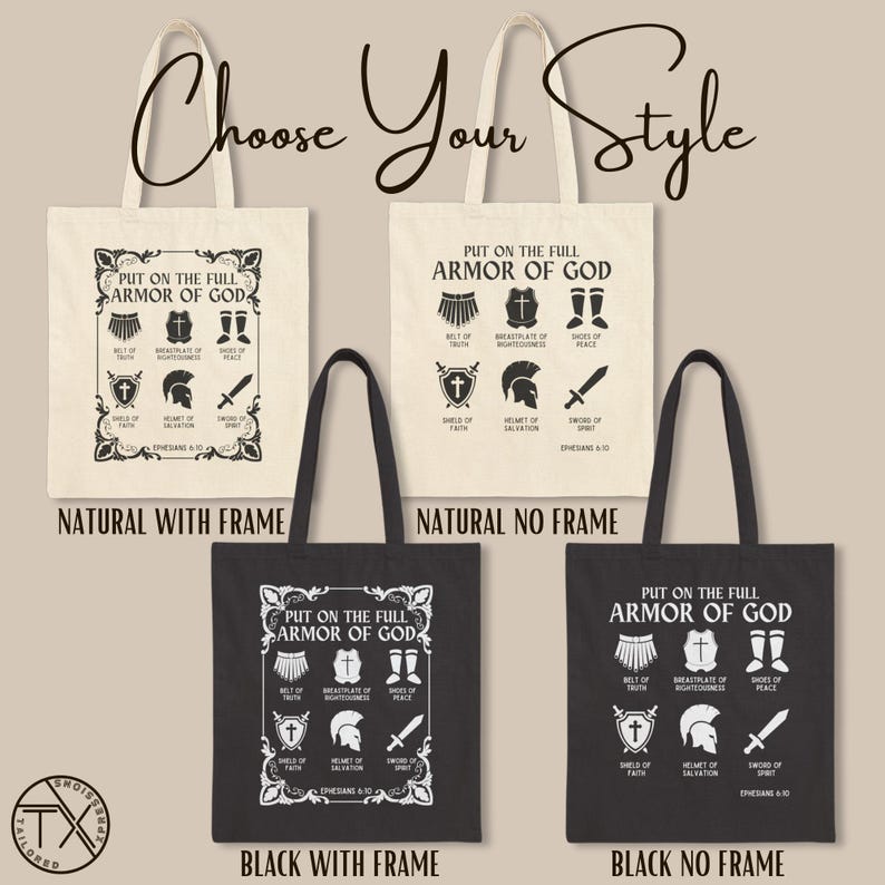 Armor of God Canvas Tote Bag, Christian Bible Verse - Etsy
