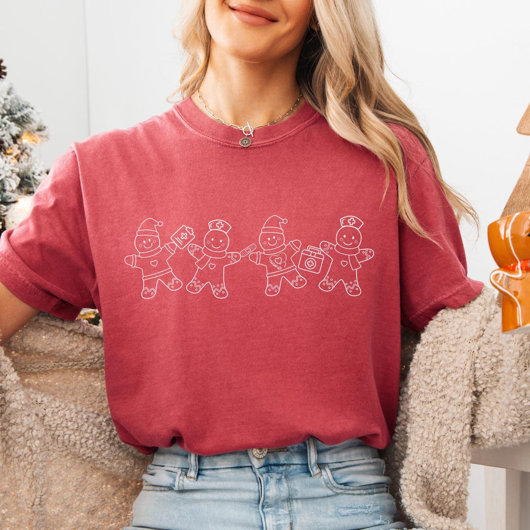 Comfort Colors® Gingerbread Man Nurse Christmas Shirt Funny Holiday ...