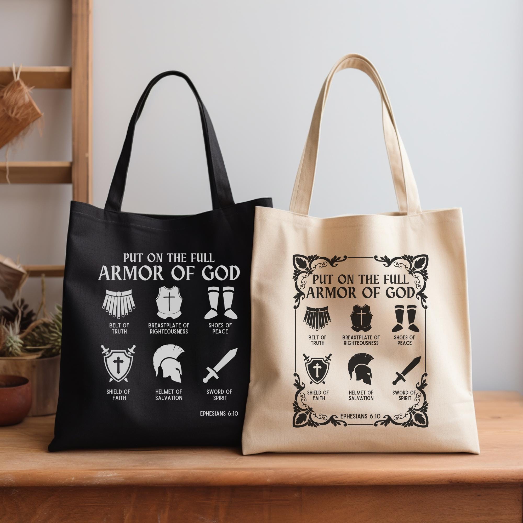 Armor of God Canvas Tote Bag, Christian Bible Verse - Etsy