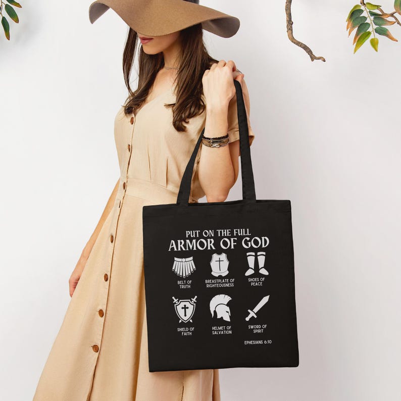 Full Armor of God Tote Bag, Ephesians Bible Verse Canvas Tote Bag ...