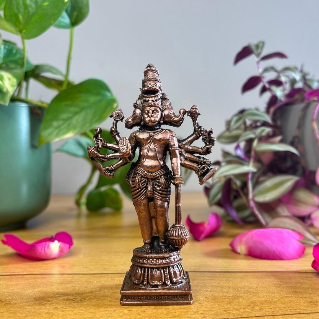 Handcrafted Copper Panchmukhi Hanuman Statue Pooja Decor,spiritual ...